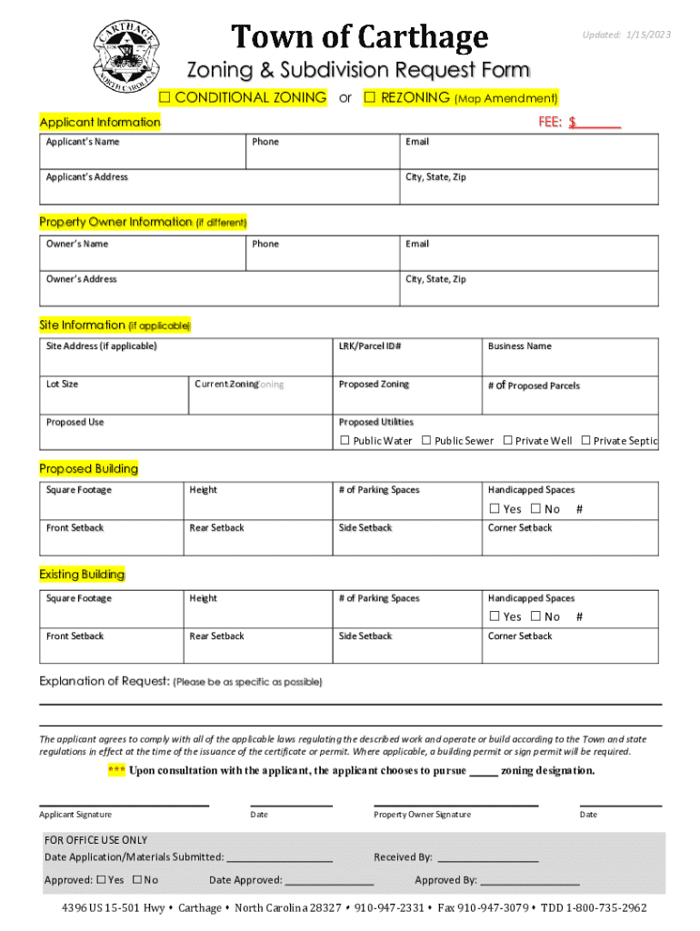 Fillable Online Zoning & Subdivision Request Form Fax Email Print ...