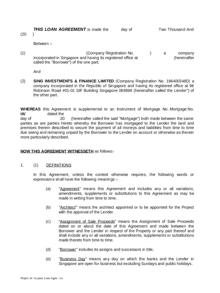 SUPPLEMENTAL LOAN AGREEMENT Doc Template | pdfFiller