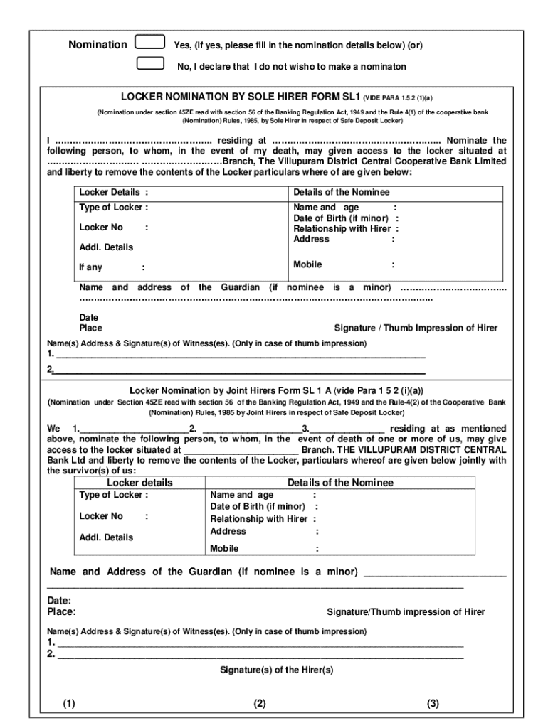 Fillable Online Nomination Form For Locker Operations.pdf Fax Email Print - pdfFiller