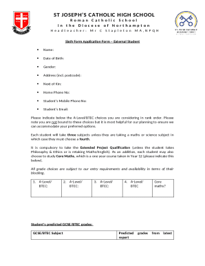 Sixth Application - External Student Doc Template | pdfFiller