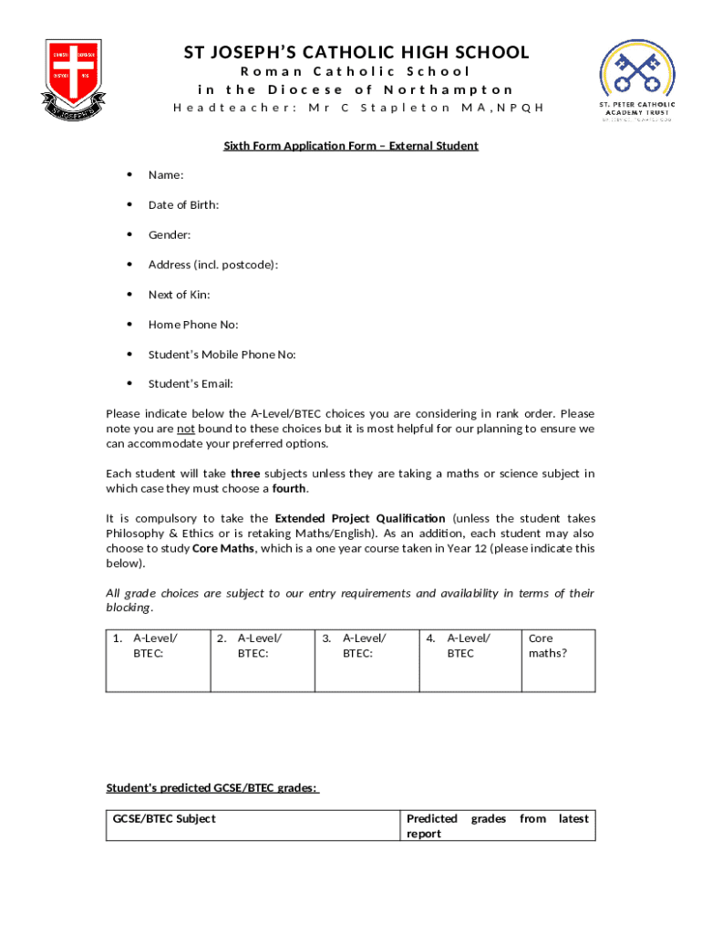 Sixth Application - External Student Doc Template | pdfFiller