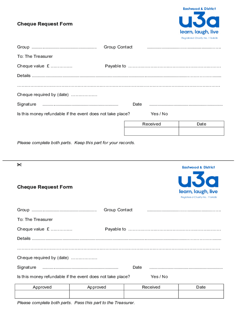 Fillable Online Cheque Request Form 2022 Fax Email Print - pdfFiller