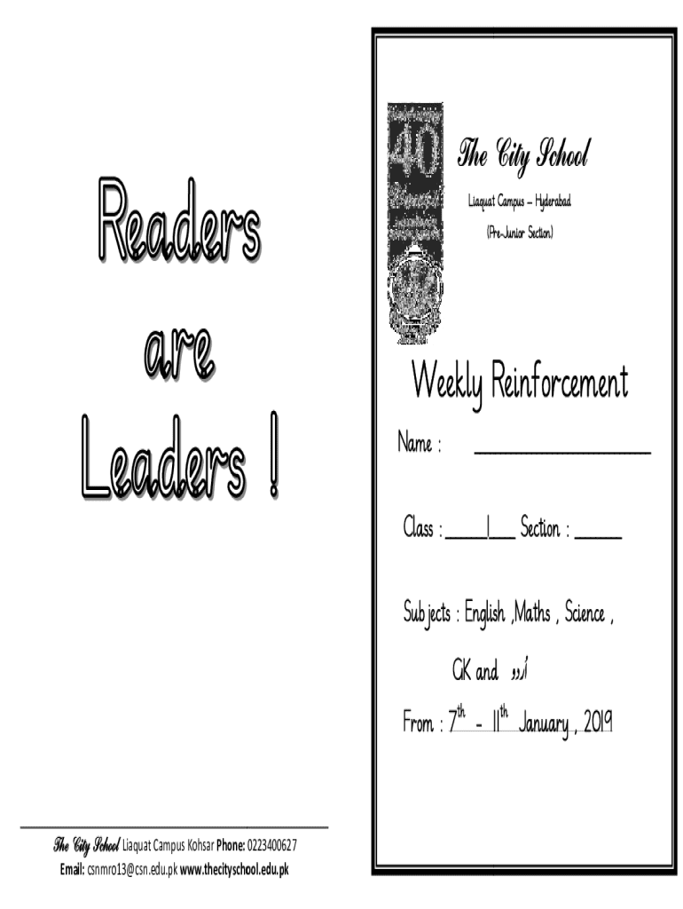 Fillable Online Weekly Reinforcement for I Class at the City School ...