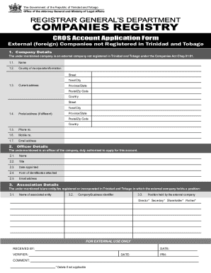Fillable Online Cros Account Application Form for Foreign Companies ...