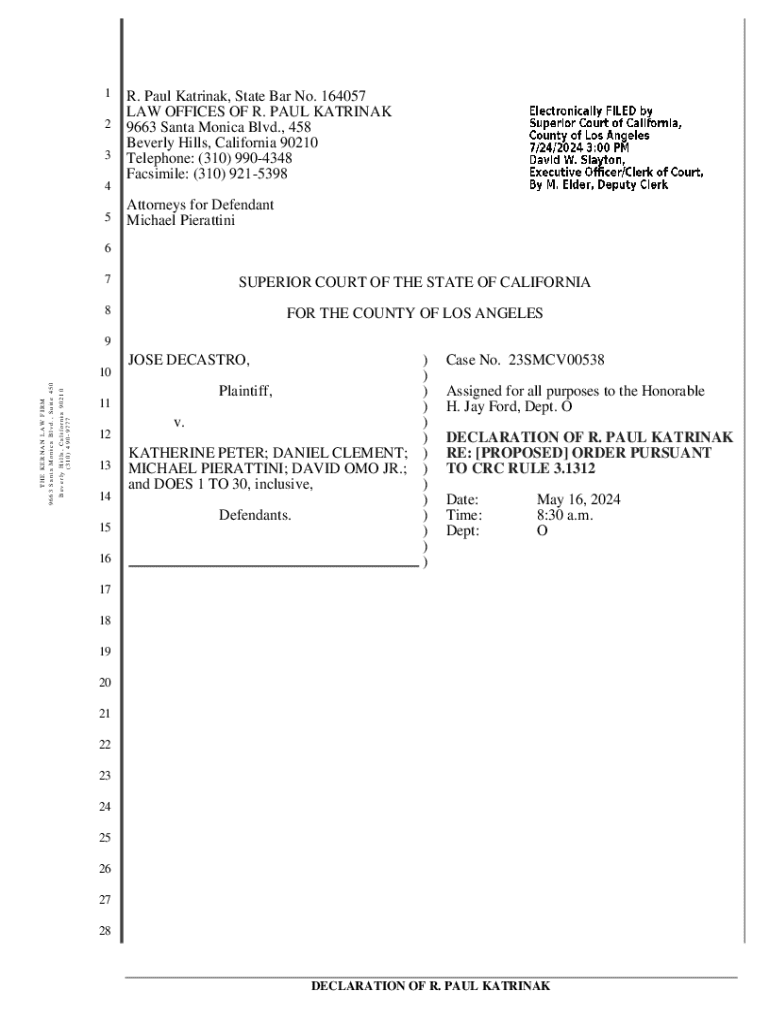 Fillable Online Declaration of R. Paul Katrinak Regarding Proposed ...