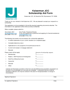 Fillable Online Kaiserman Jcc Scholarship Aid Form 2023 - Financial ...