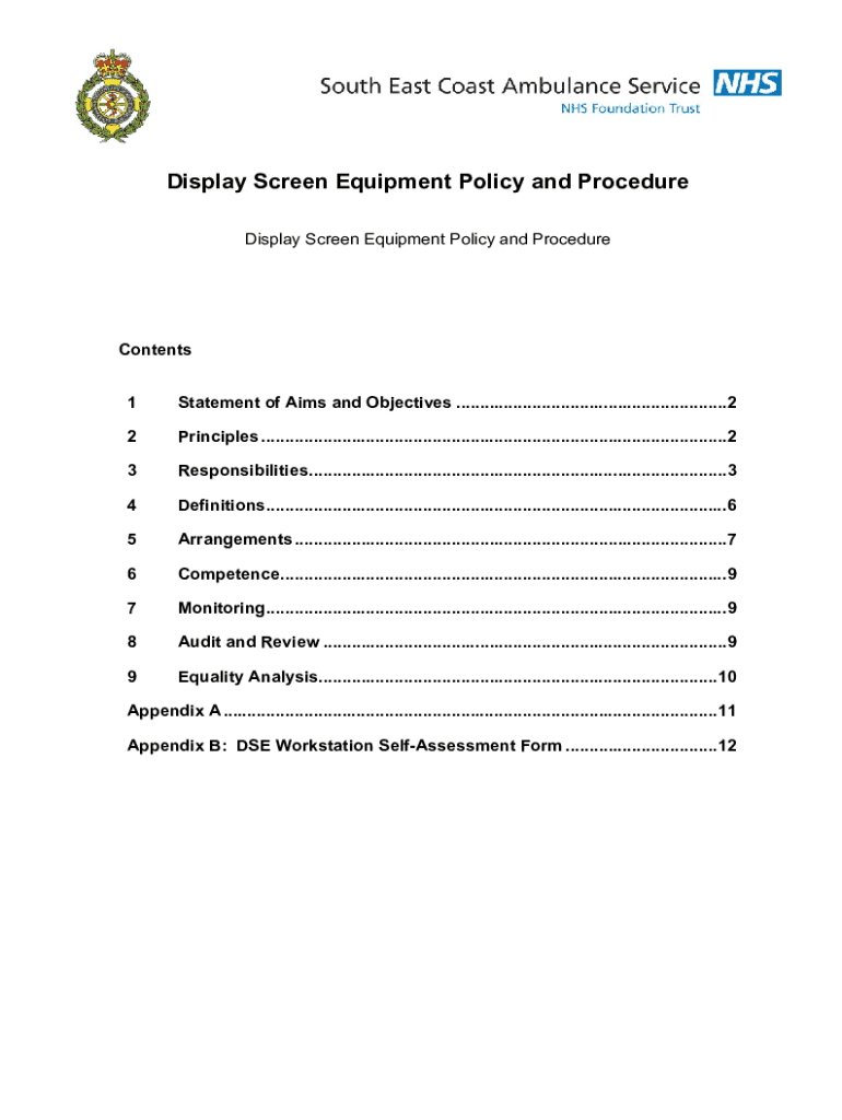 Fillable Online Display Screen Equipment Policy and Procedure 2023 Fax ...