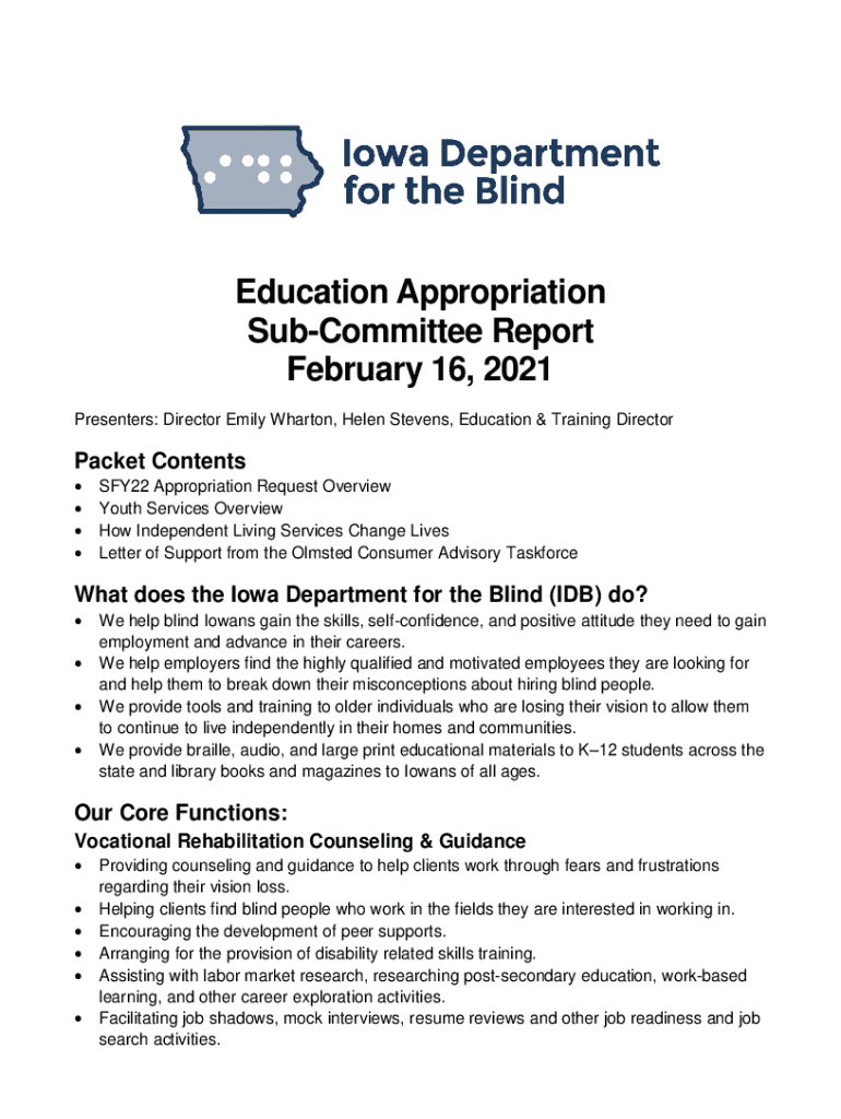 Fillable Online 2021 Education Appropriation Request Overview | Iowa ...