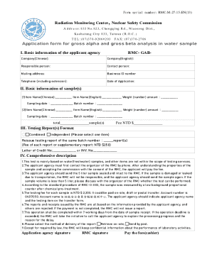 Fillable Online Gross Alpha and Beta Analysis Application Form - 2023 ...