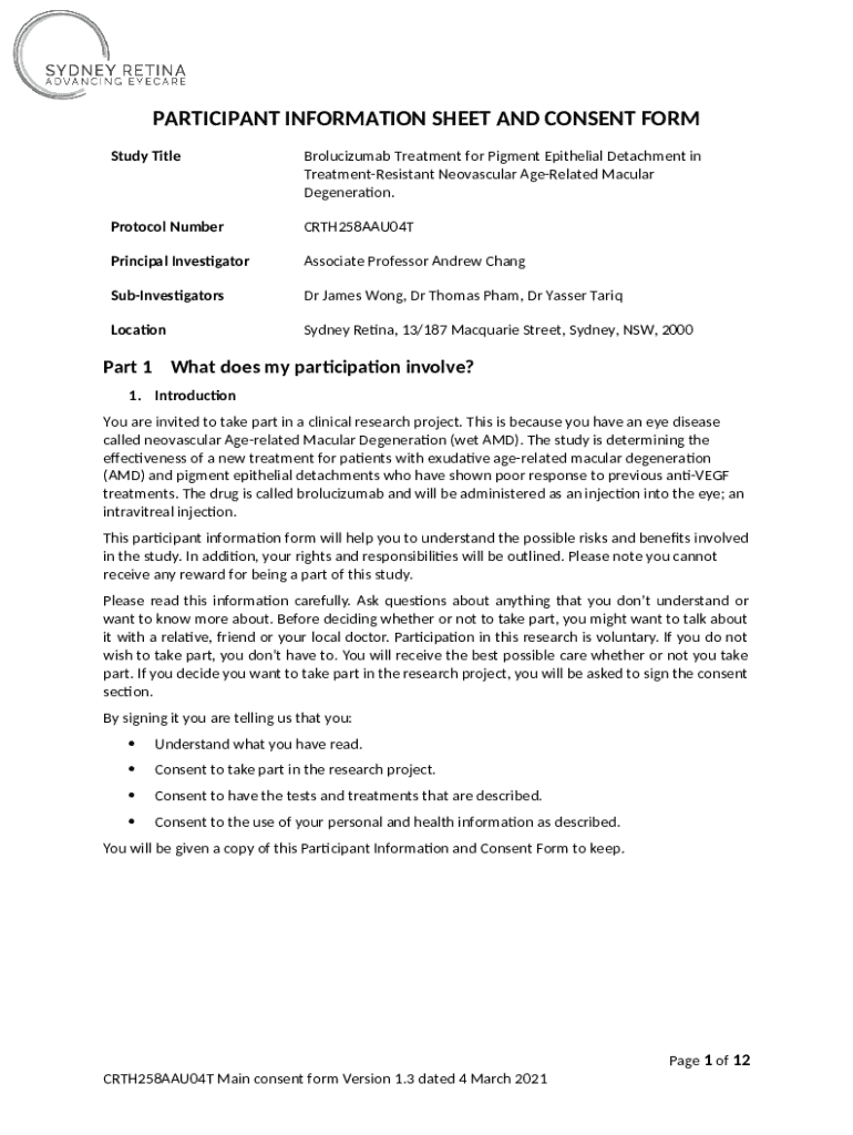 Participant Ination Sheet and Consent Doc Template | pdfFiller