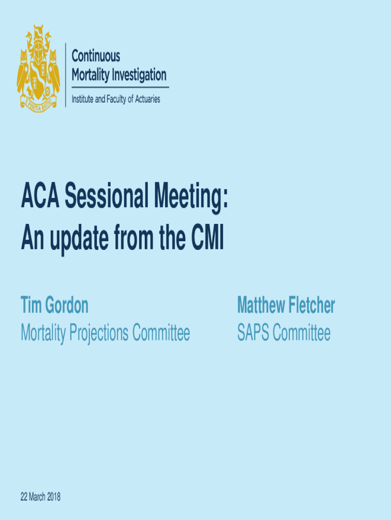 Fillable Online Launch of the new CMI mortality projections model Fax Email Print - pdfFiller