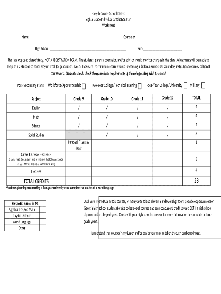 individual graduation plan Doc Template | pdfFiller