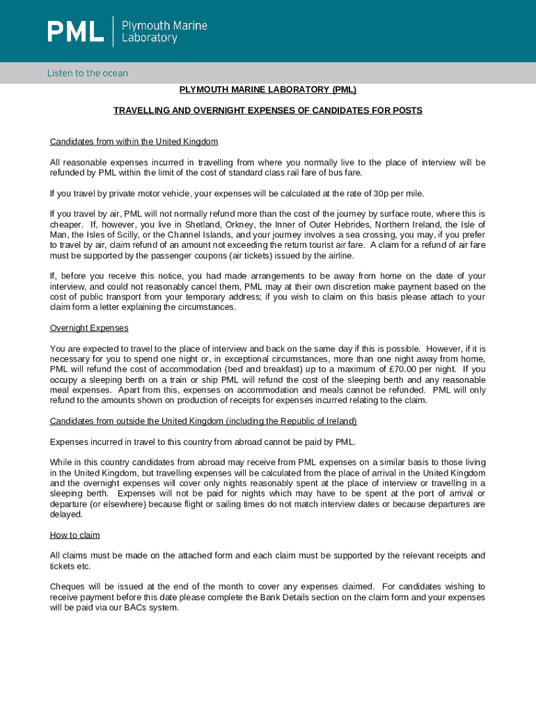 CLAIMS FOR REIMBURSEMENT OF EXPENSES - pml ac Doc Template | pdfFiller