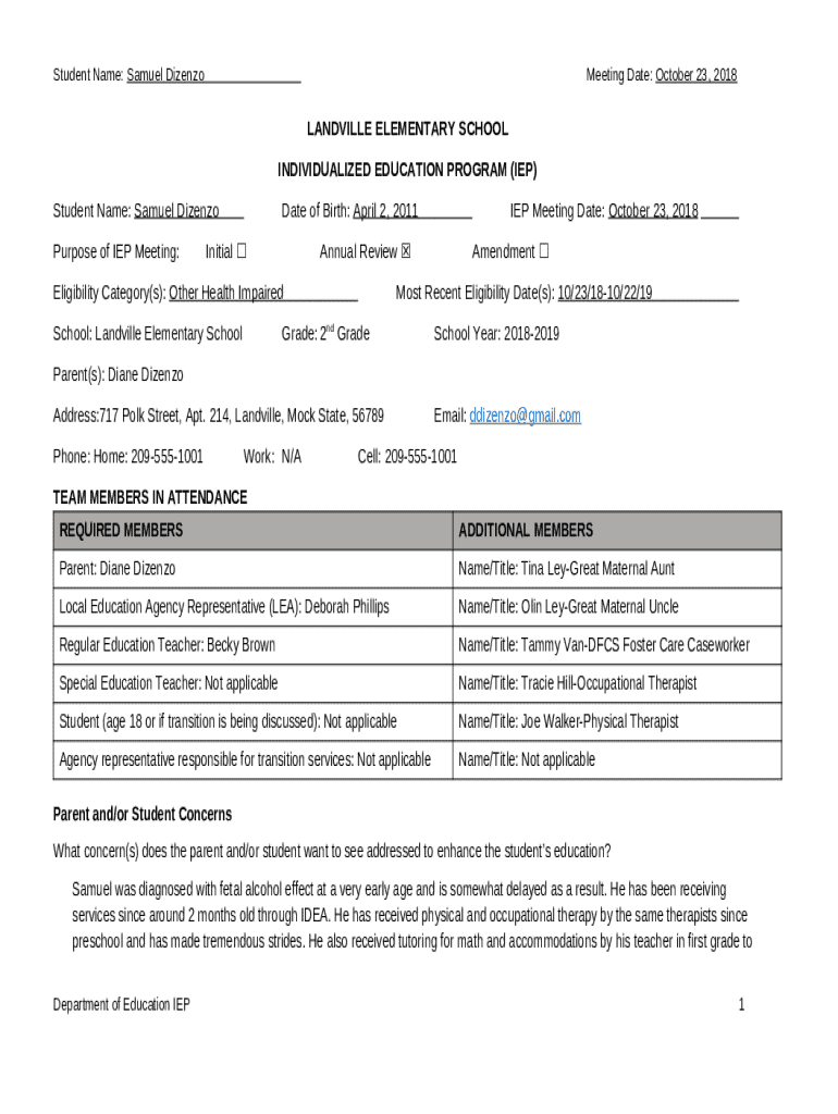 INDIVIDUALIZED EDUCATION PROGRAM (IEP)-Annotated Doc Template | pdfFiller