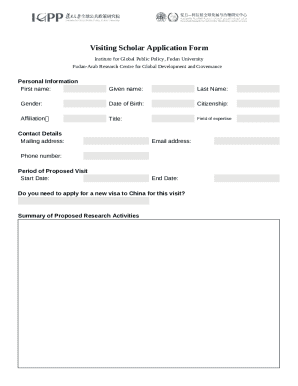 Visiting Scholar Application Doc Template | pdfFiller