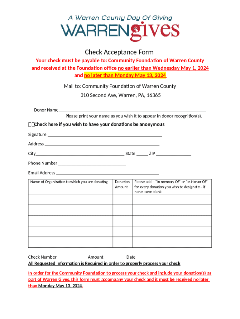 Check Acceptance Doc Template | pdfFiller