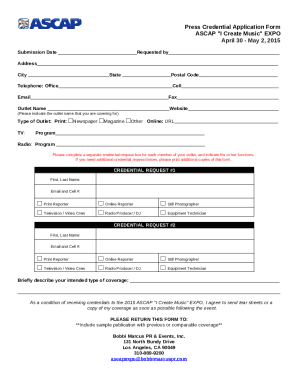 Press Credential Application Doc Template | pdfFiller