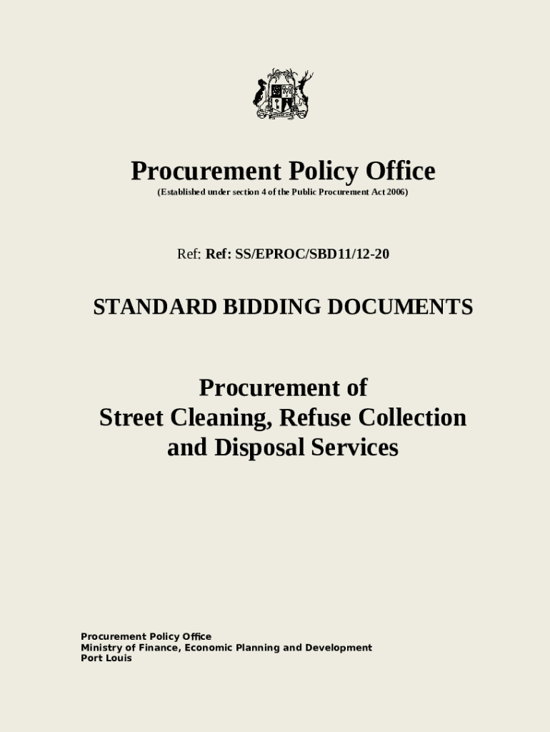 Standard Bidding Documents for Street Cleaning and Refuse Collection - ppo govmu Doc Template ...