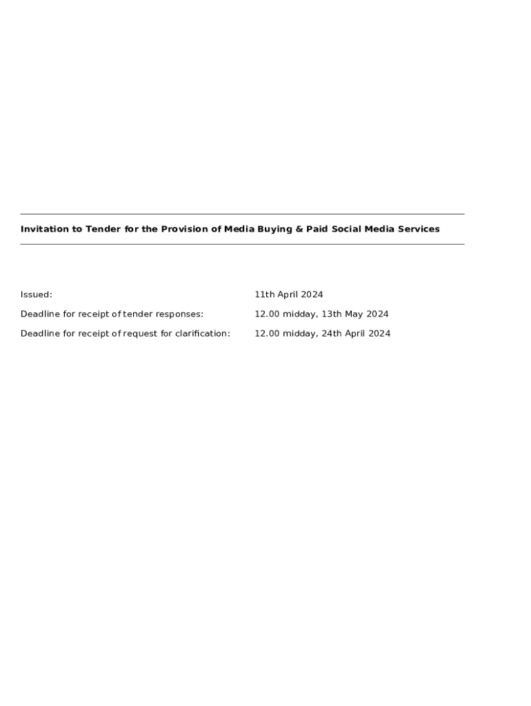 Tender notice - First Stage Supplier Questionnaire Doc Template | pdfFiller