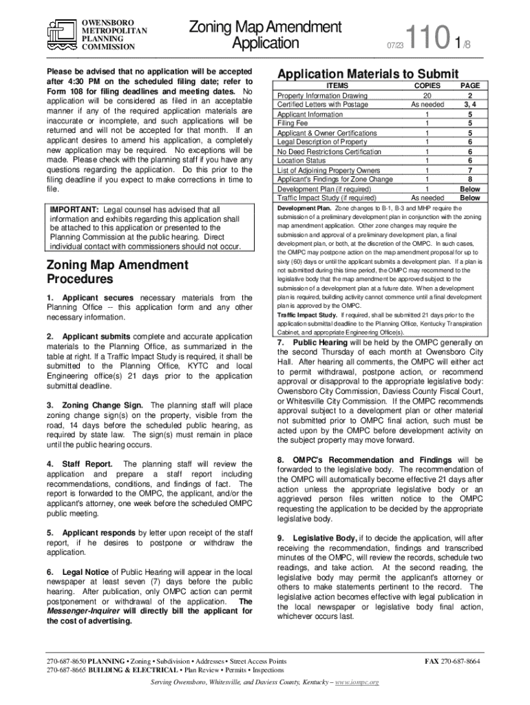 Fillable Online Owensboro Zoning Map Amendment Application 2023 Fax Email Print - pdfFiller