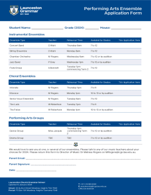 Fillable Online 2024 Performing Arts Ensemble Application Form ...