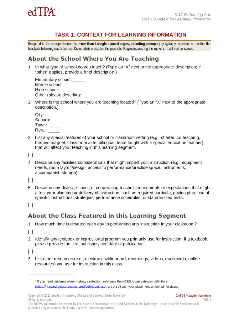 Morgan Context for Learning.doc - Special Education Task 1 Doc Template | pdfFiller