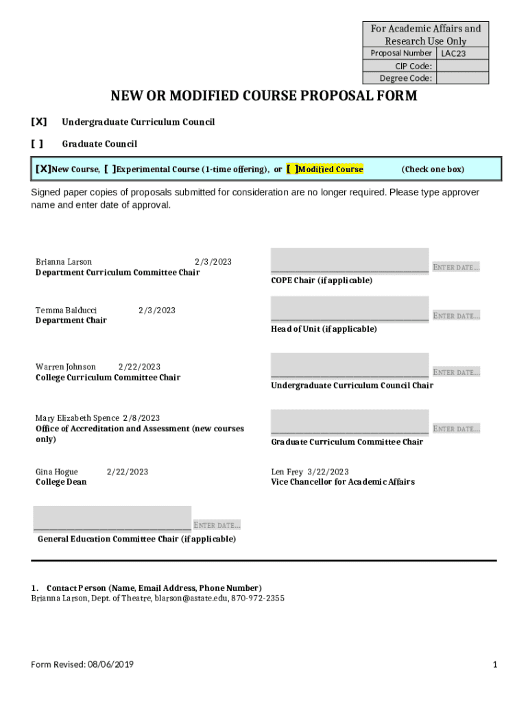 New or Modified Course Proposal Doc Template | pdfFiller