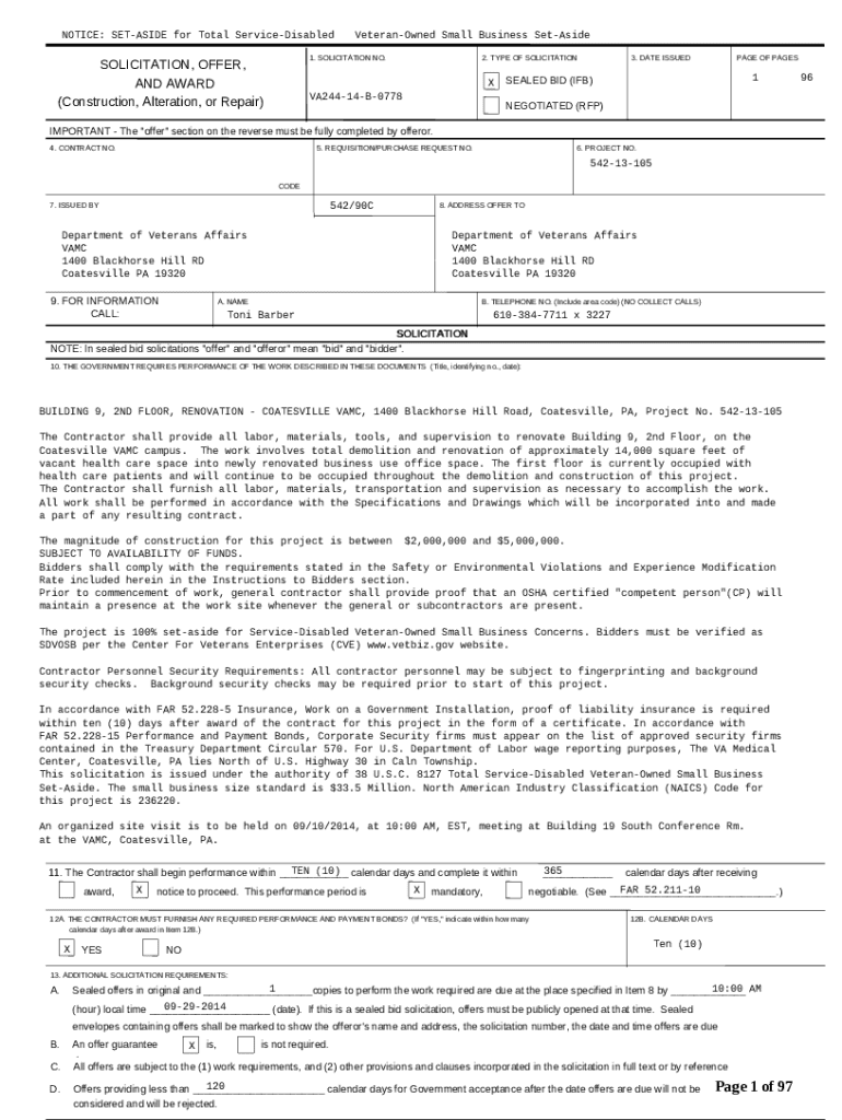 2 - Solicitation - SF-1442.pdf Doc Template | pdfFiller