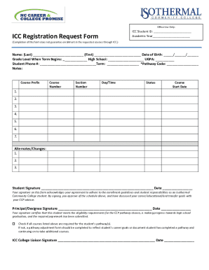 Fillable Online Icc Registration Request Form for Academic Year 2023 ...