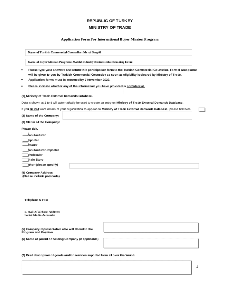 International Buyer Mission Program Application Doc Template | pdfFiller