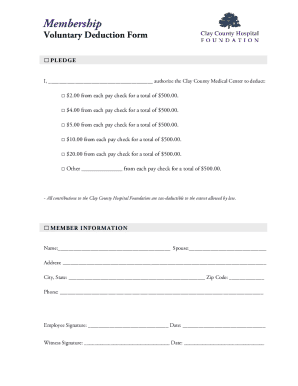 Fillable Online Voluntary Deduction Form for Clay County Medical Center ...