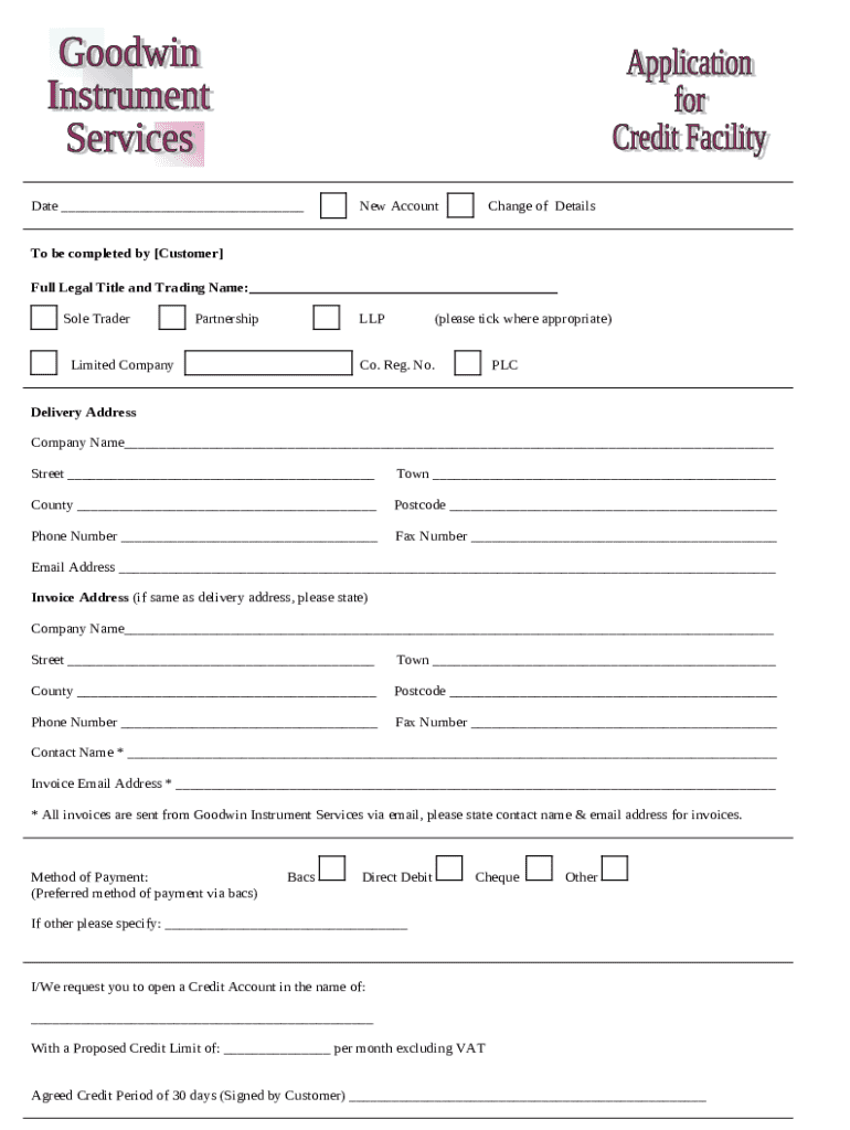 Credit Account Application Doc Template | pdfFiller