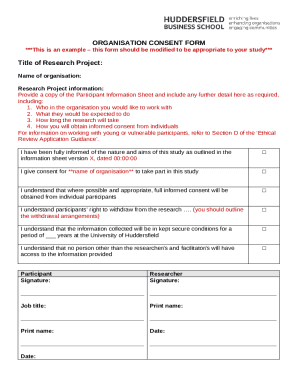 Organisation Consent Doc Template | pdfFiller