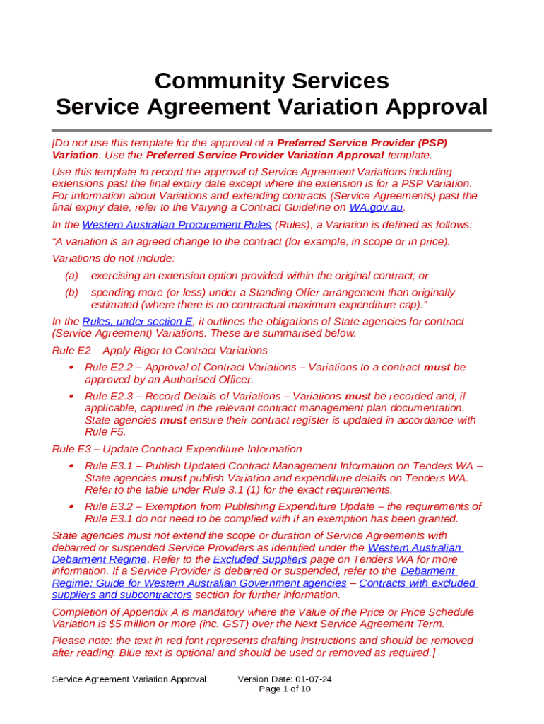 Guideline for Approving Community Service Agreement Variations Doc ...