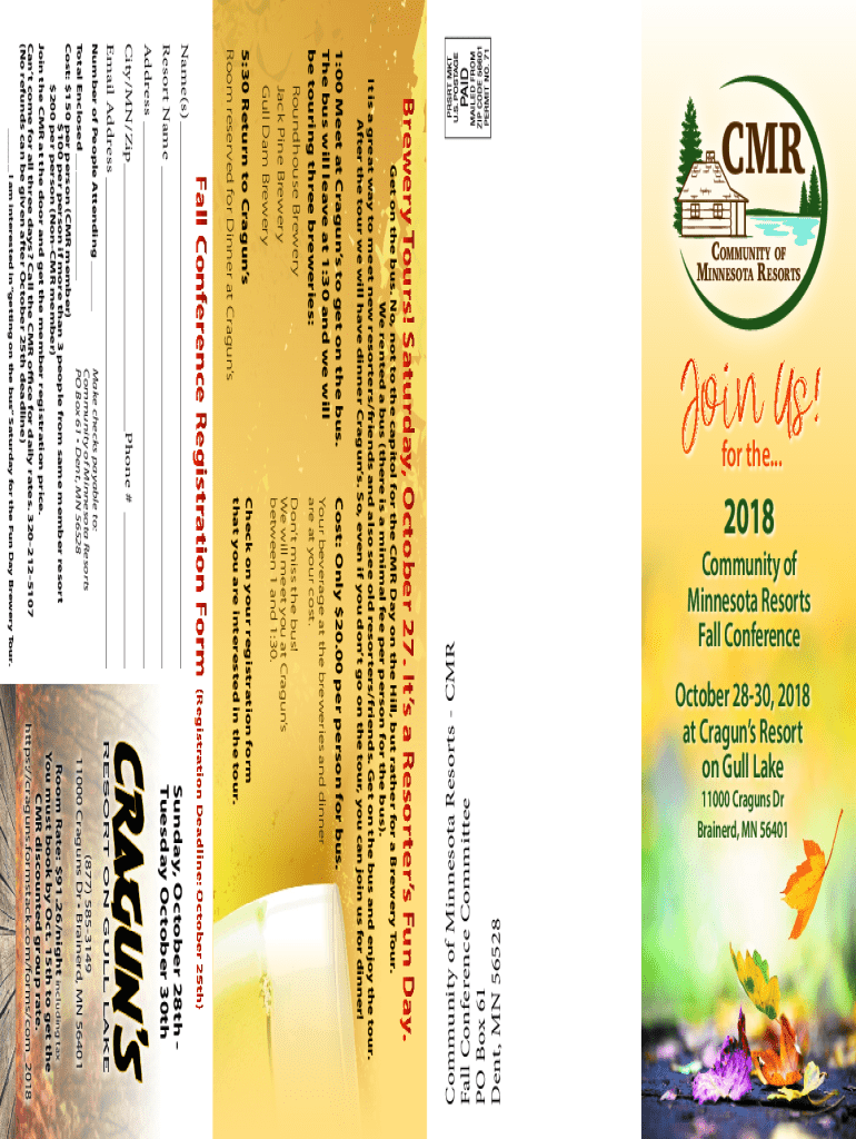 Fillable Online Community of Minnesota Resorts Fall Conference 2018 ...