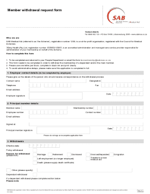 Fillable Online Member Withdrawal Request Form 2023 - Sab Medical Aid ...