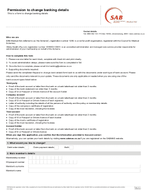 Fillable Online Request to Change Banking Details for Sab Medical Aid ...