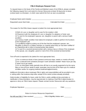 Fmla Employee Request Doc Template | pdfFiller