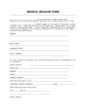 Medical Release Doc Template | pdfFiller