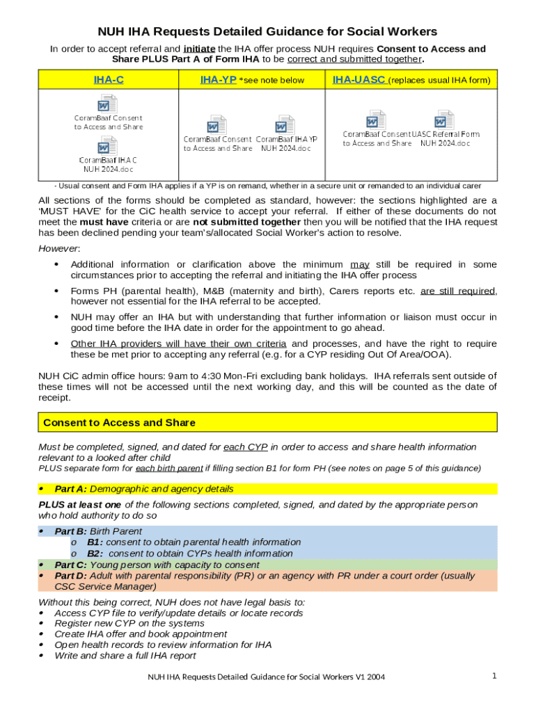 IHA-C: Initial Health Assessment for the Child birth to ... Doc ...
