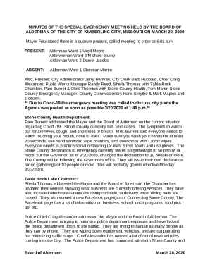 Minutes of the Special Emergency Meeting Doc Template | pdfFiller