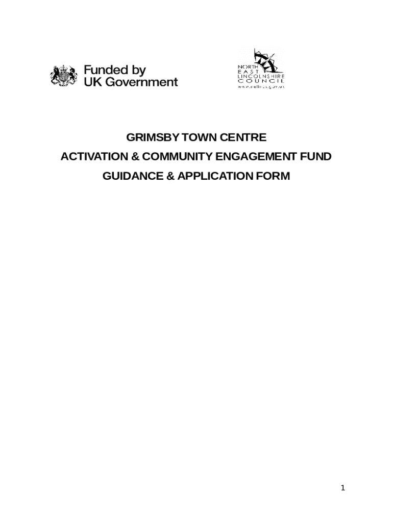 Grimsby Town Centre Activation & Community Engagement Fund Application Doc Template | pdfFiller