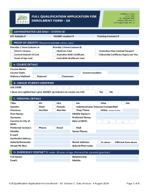 Full Qualification Application for Enrolment SA - madec edu Doc ...