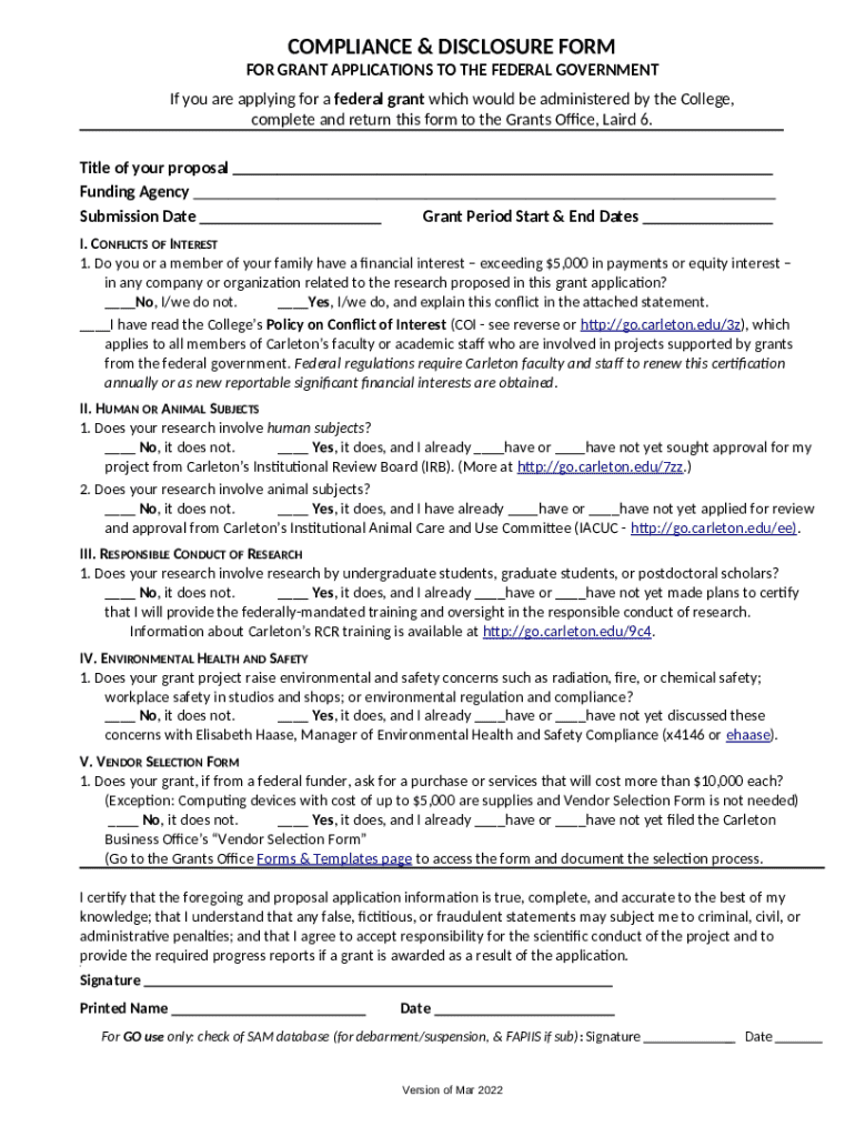 Compliance & Disclosure Doc Template | pdfFiller
