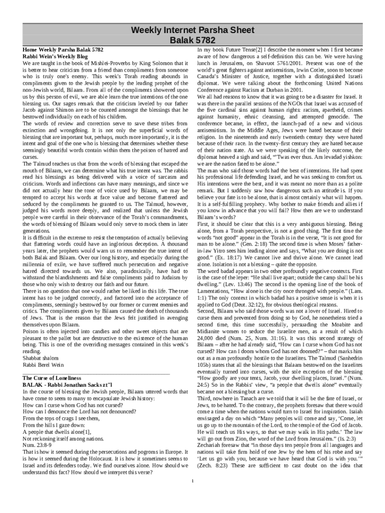 internet parsha sheet Doc Template | pdfFiller