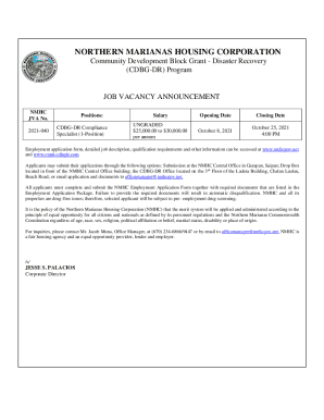 Fillable Online 2021 Cdbg-dr Compliance Specialist Position Available - Northern Mariana Islands ...