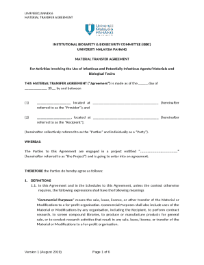 Material Transfer Agreement Doc Template | pdfFiller