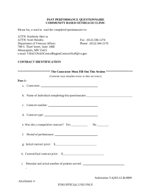 Past Perance Questionnaire Doc Template | pdfFiller