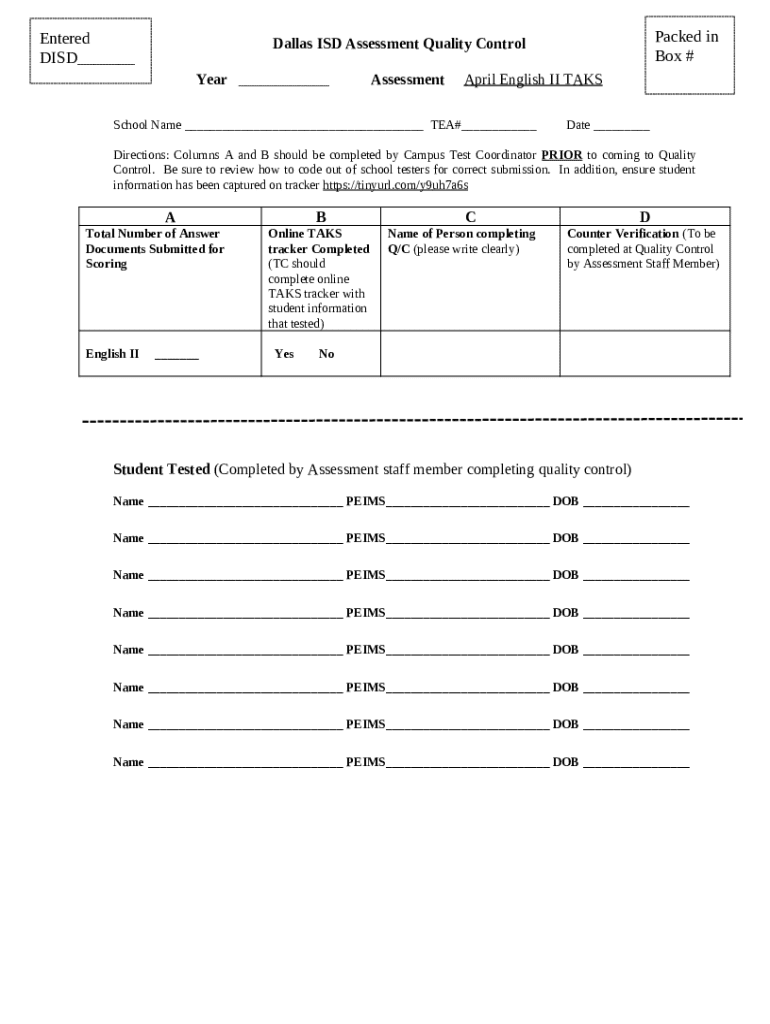 Dallas Isd Assessment Quality Control - assessment dallasisd Doc ...