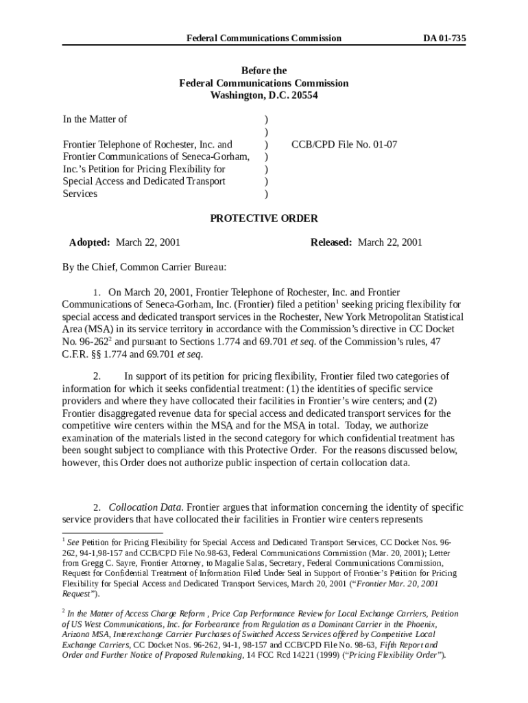Frontier Petition for Pricing Flexibility for Special Access ... - ftp ...